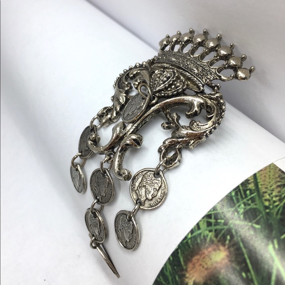 signed ART | Jewelry | Vintage Art Florentine Gilt Coin Dangle Pin ...